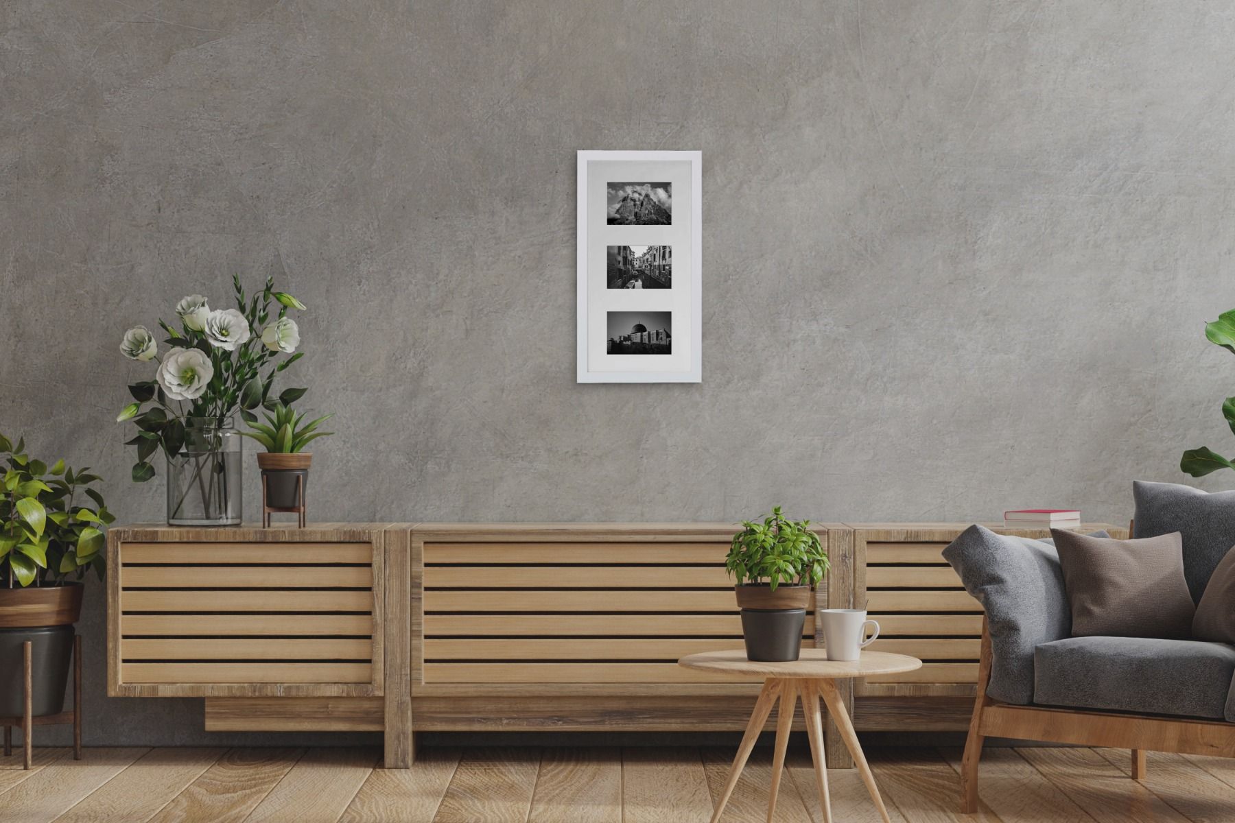 20x10 Multi Aperture Frames to Fit 3 Photo's - 25mm White - 7x5