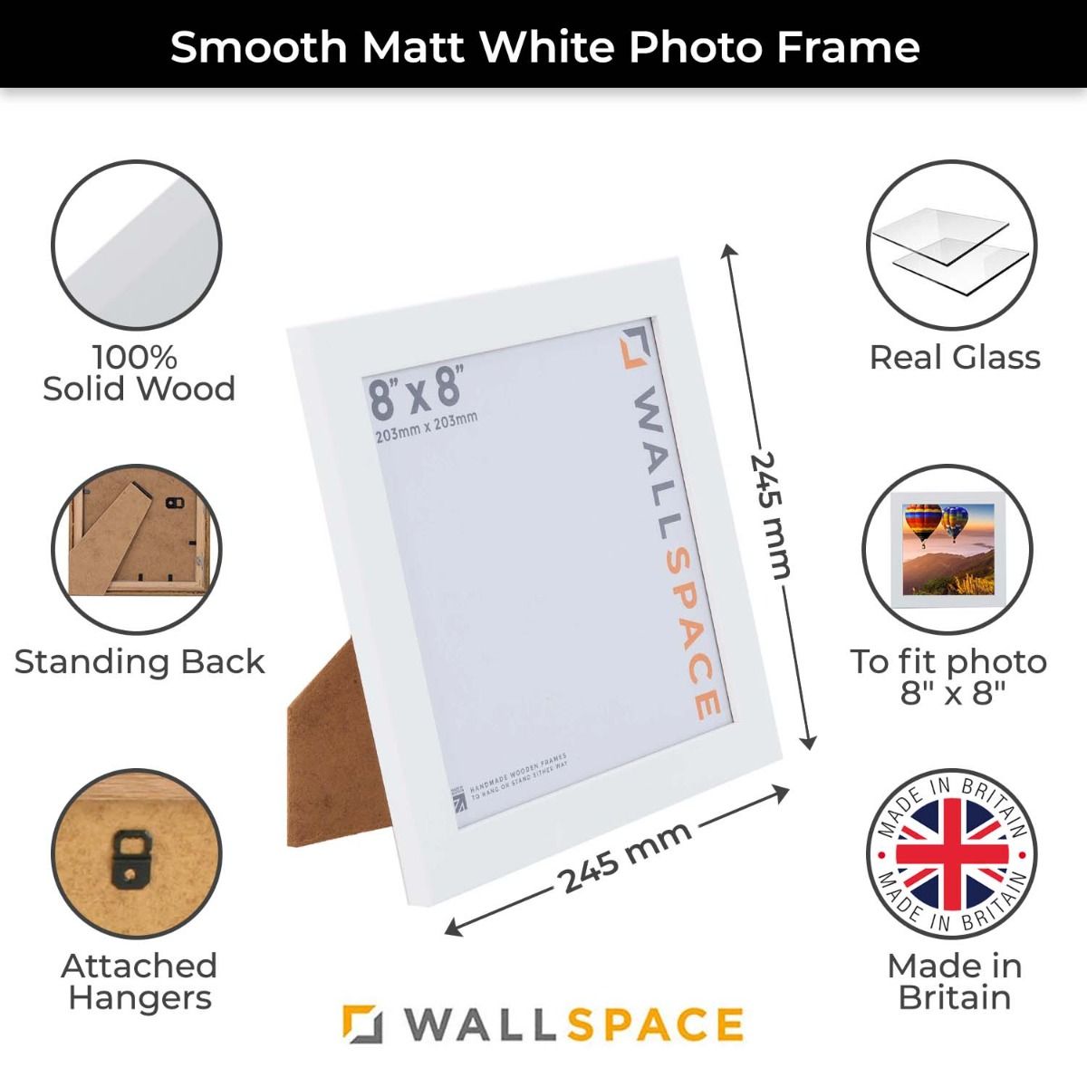 25mm Smooth Matt White Photo Frame - 8" x 8" - Trade Prices, Buy Online!